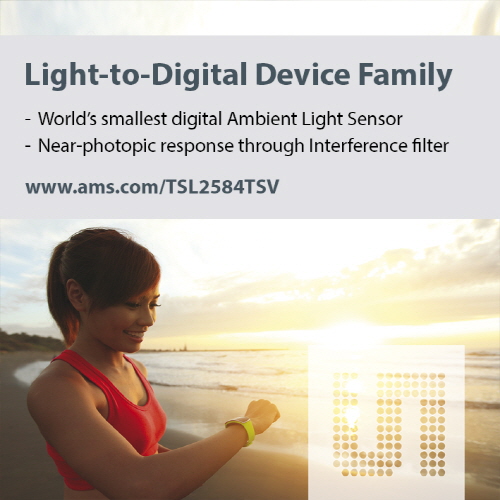 ams, 차세대 초박막 웨어러블 제품 위한 세계 초소형 조도센서 출시 - e4ds news