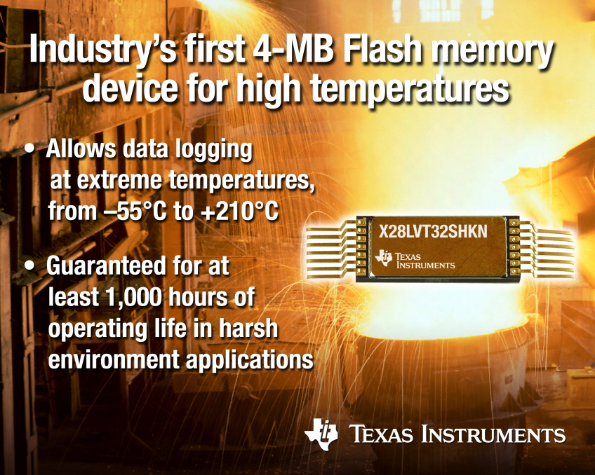 TI, 혹독한 환경에 이용할 수 있는 업계 최초의 4MB 플래시 메모리 디바이스 출시 - e4ds news